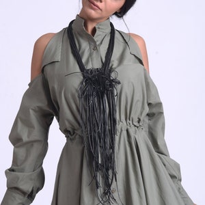 Black Long Necklace/braided Rope Necklace/extravagant Black Accessory ...