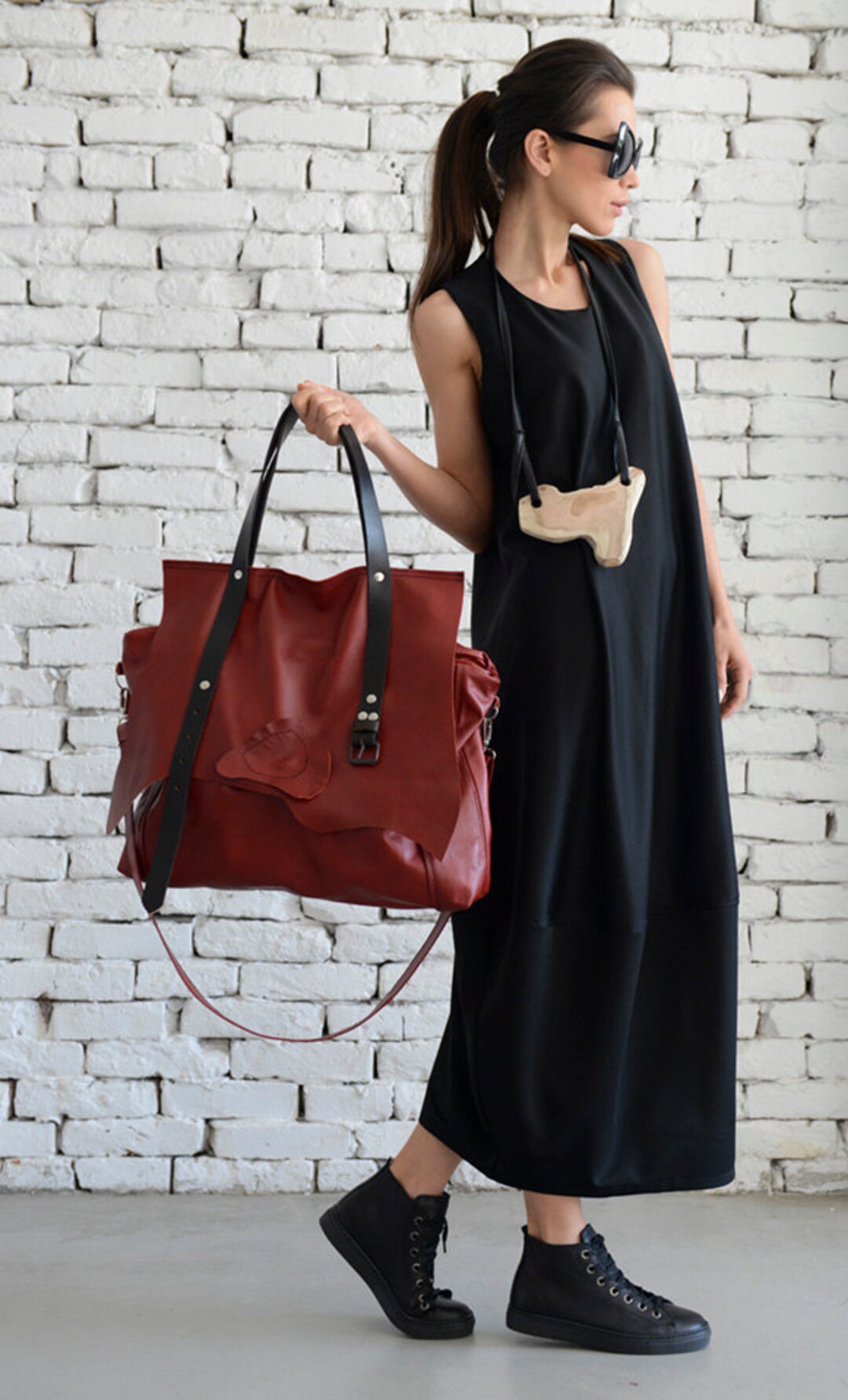 Red Maxi Bag / off Shoulder Bag / Cross Body Bag / Genuine Leather Bag ...