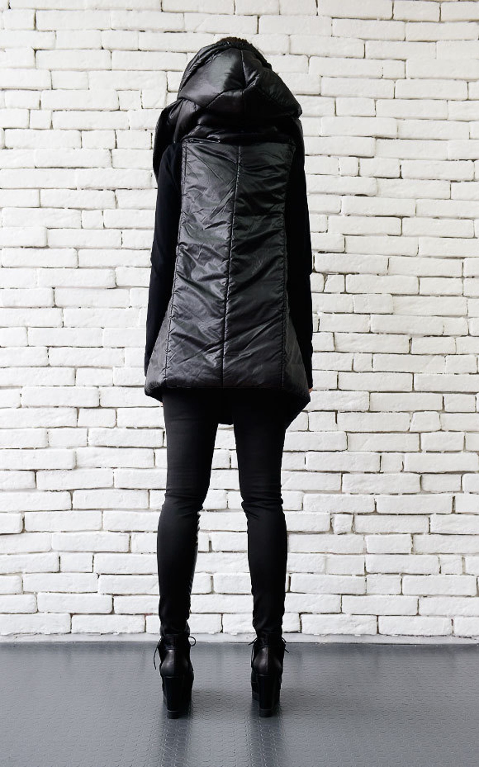 Black Sleeveless Coat/extravagant Loose Jacket/hooded - Etsy Canada