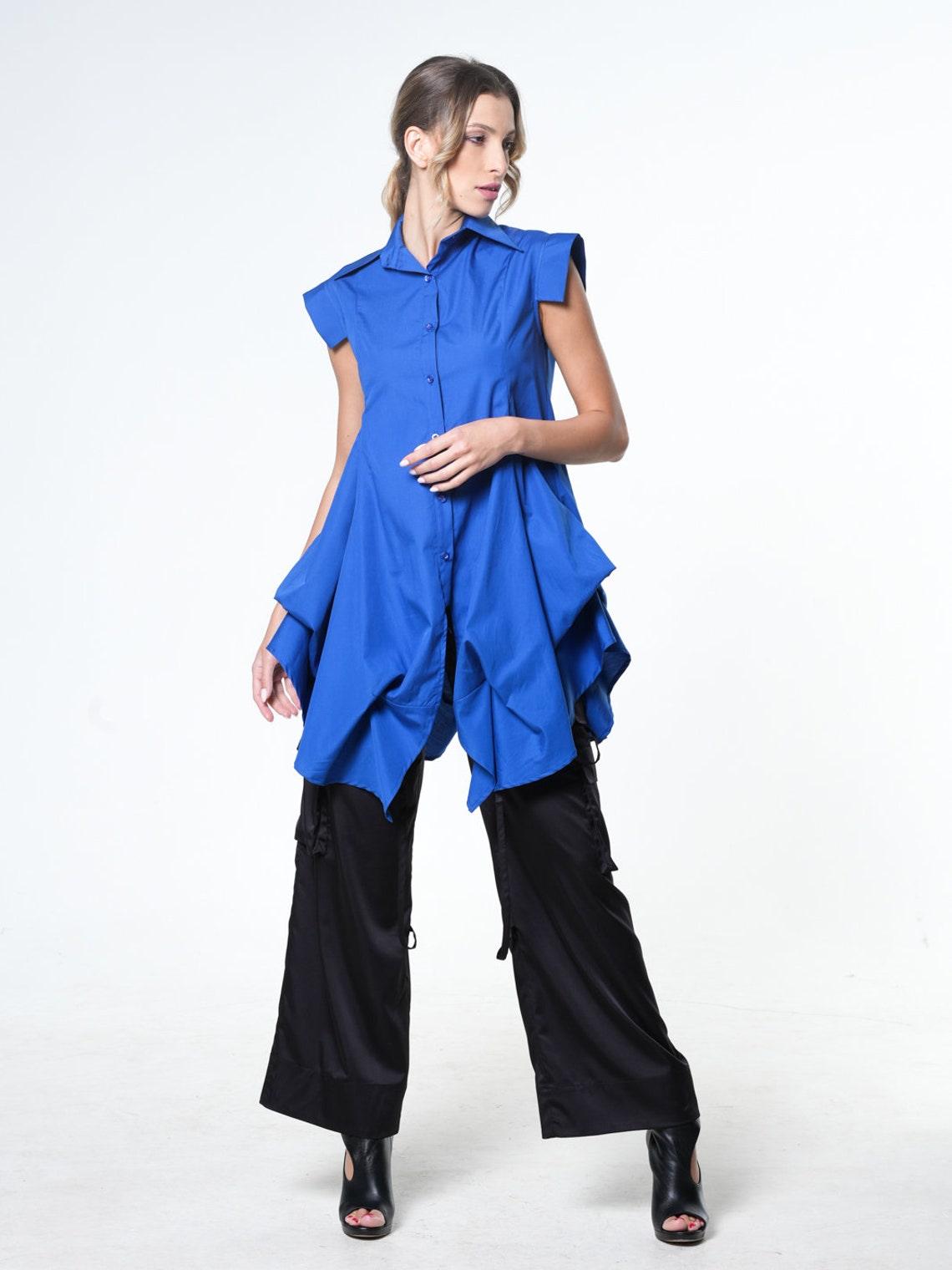 Asymmetrical Tunic / Formal Shirt / Asymmetrical Shirt / Womens Button ...