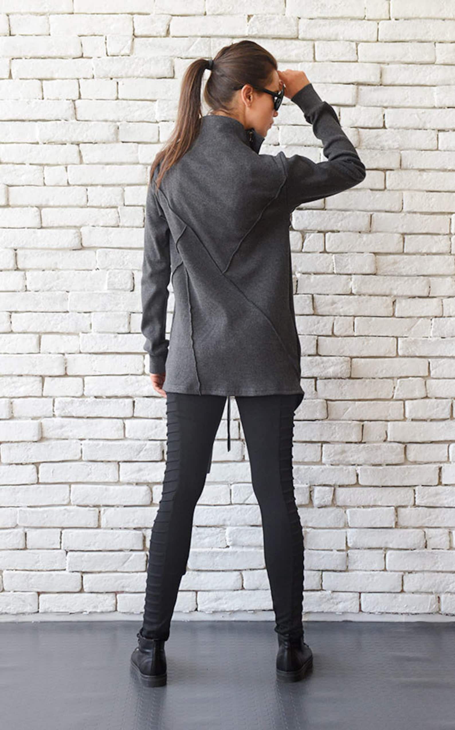 Oversize Grey Jacket/asymmetric Loose Blazer/short Grey Coat/long ...