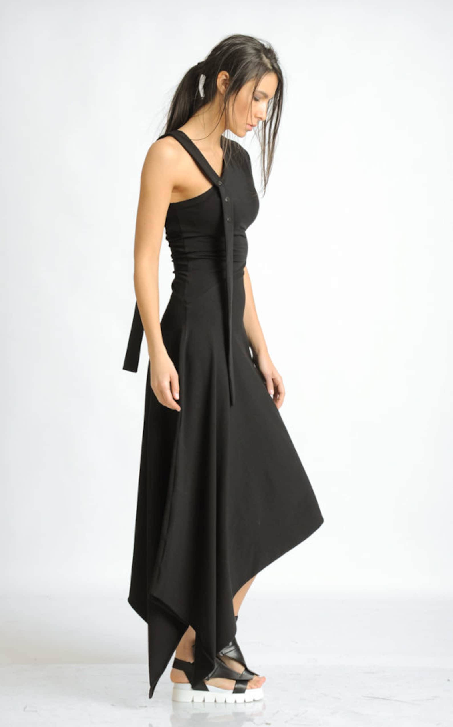 Black Asymmetric Dress/extravagant Loose Dress/oversize Long Tunic With ...