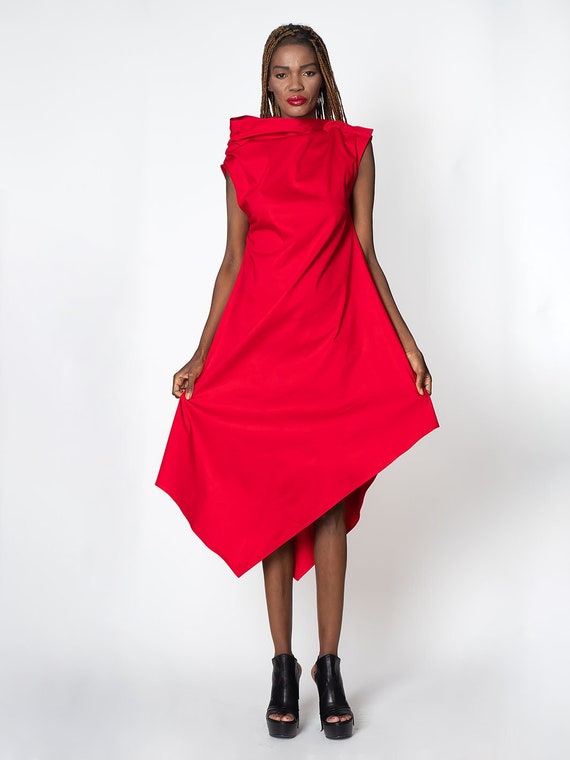 Red Boho Dress / Clubbing Dress / Red Cotton Dress / | Etsy
