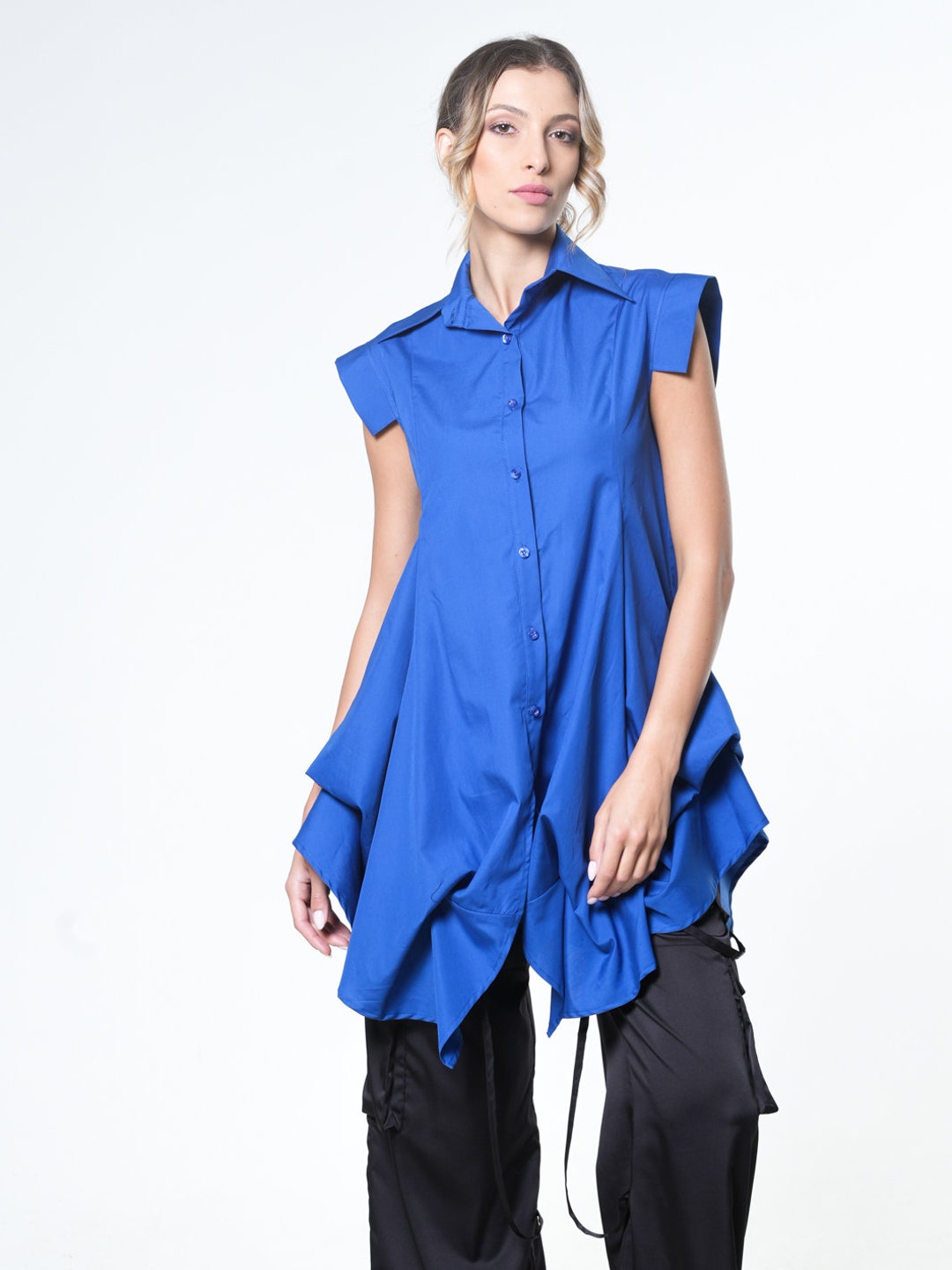 Asymmetrical Tunic / Formal Shirt / Asymmetrical Shirt / Womens Button ...