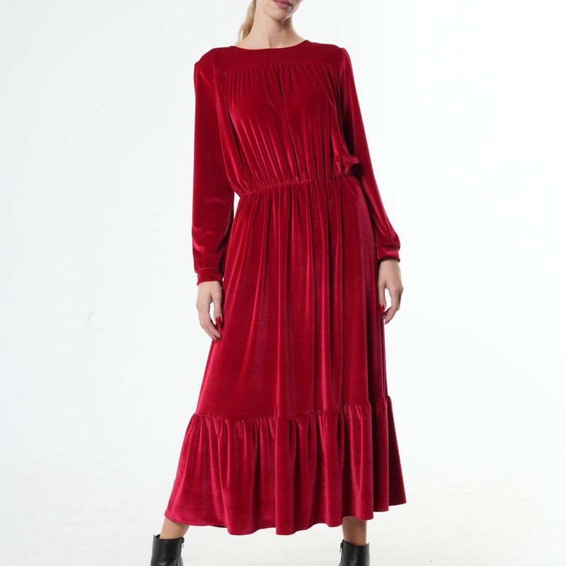 Red Velvet Dress - Etsy