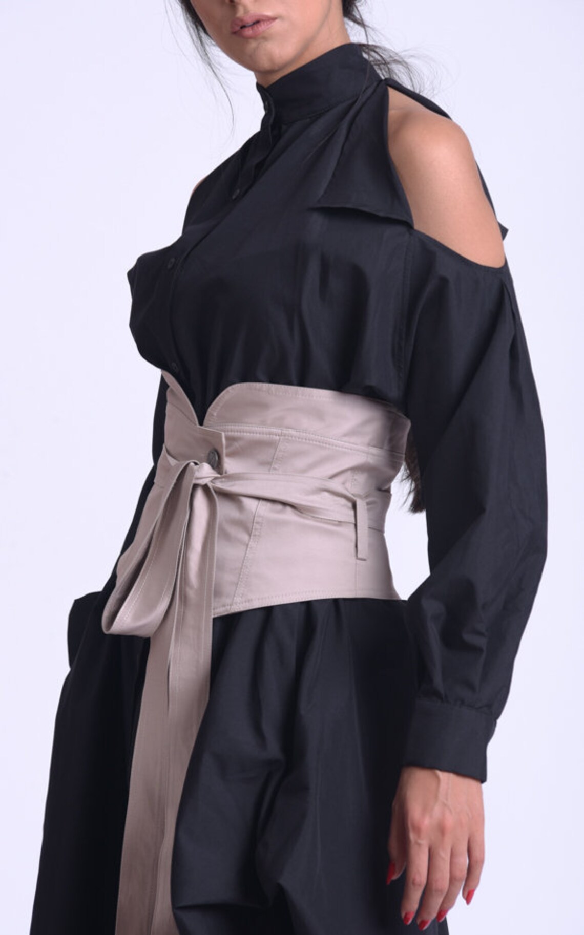 Wide Waist Belt/extravagant Wrap Belt/oversize Button | Etsy