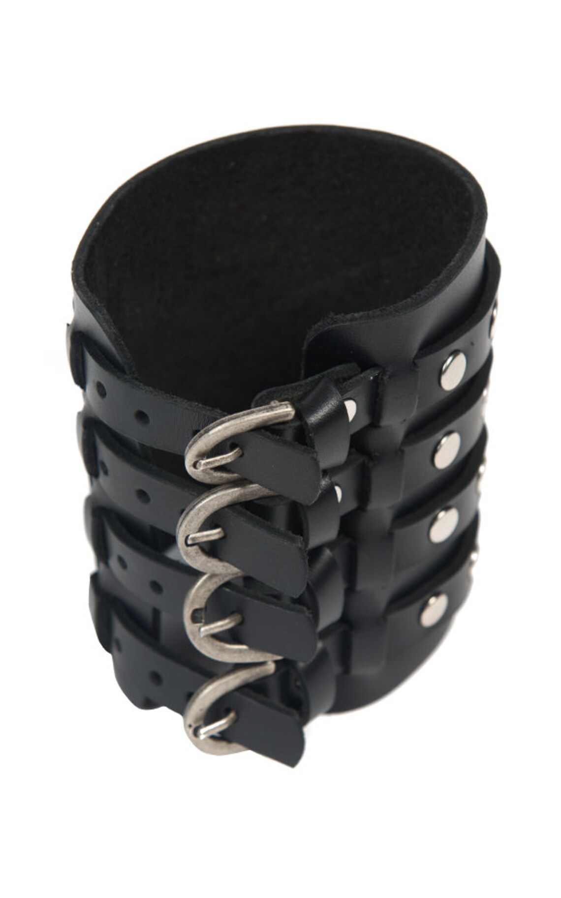 Studded Genuine Leather Bracelet/extra Large Hand Accessory/long Black ...