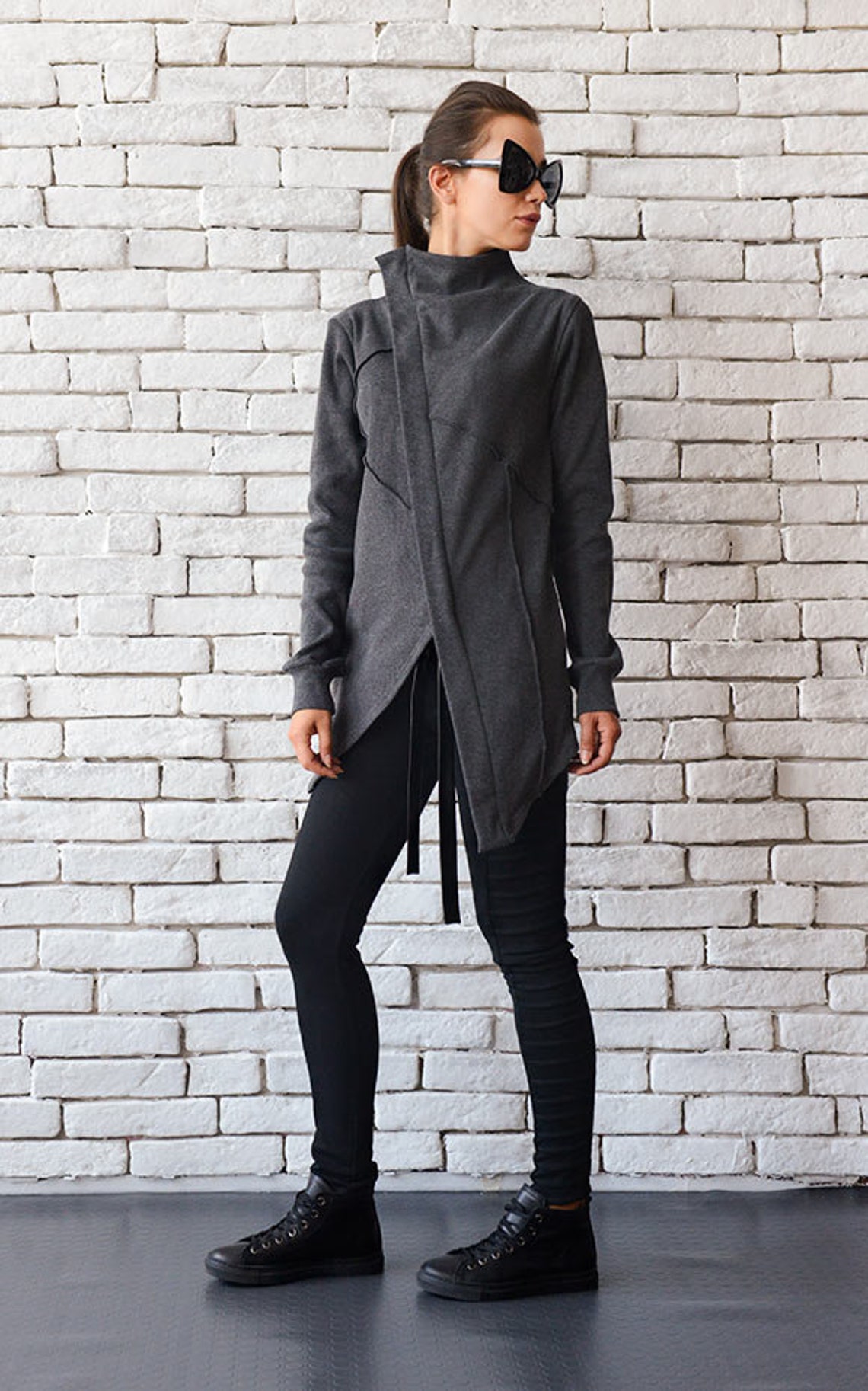 Oversize Grey Jacket/asymmetric Loose Blazer/short Grey Coat/long ...