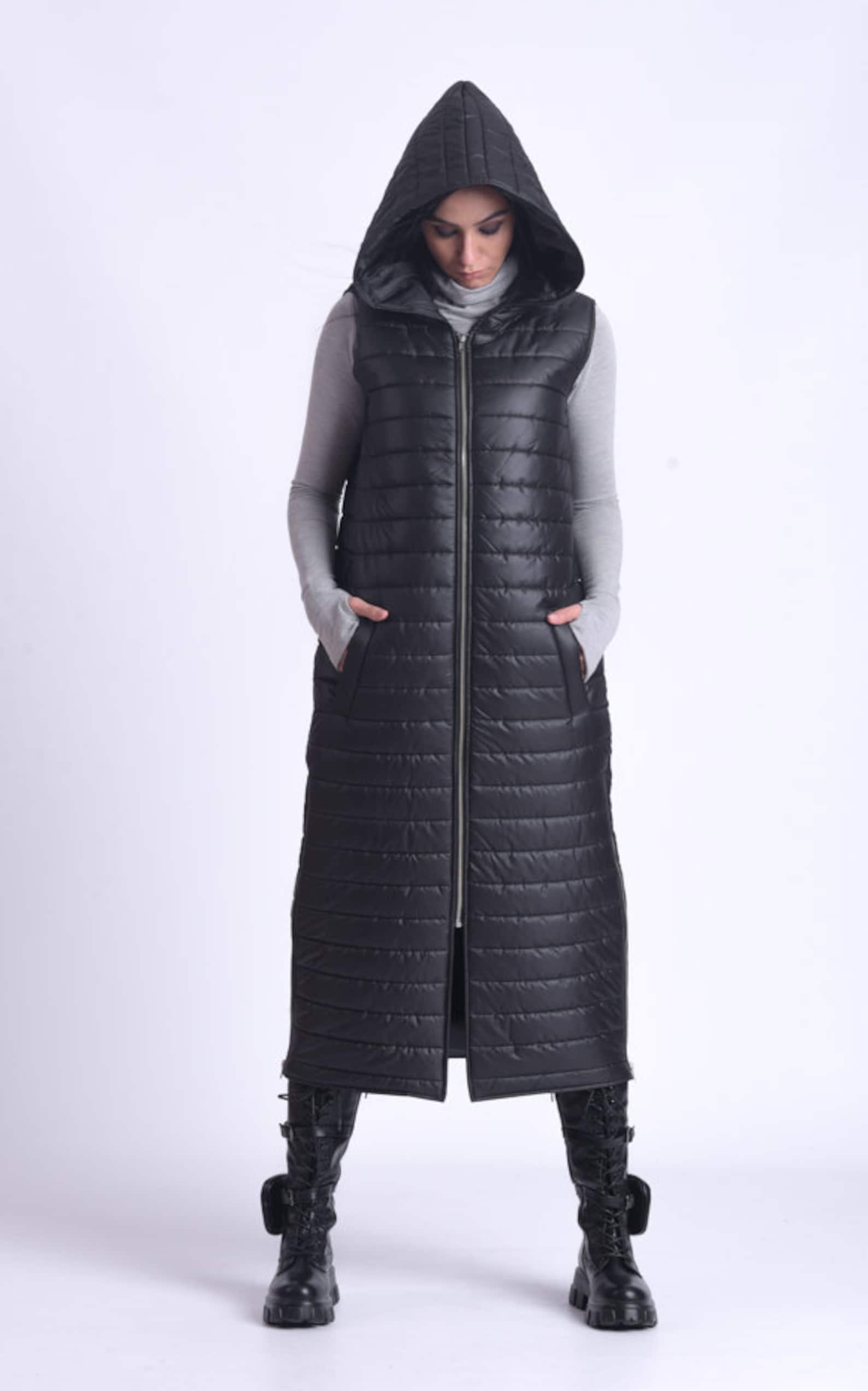 Quilted Vest/puffy Vest/plus Size Clothing/puffer Vest/hooded | Etsy