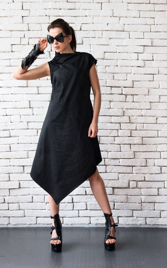 Black A Line Dress / Asymmetrical Dress / Minimal Clothing / - Etsy