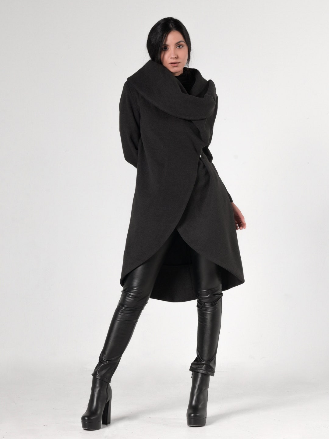 Grey Loose Asymmetrical Winter Coat/oversize Long Sleeve Cardigan/long ...