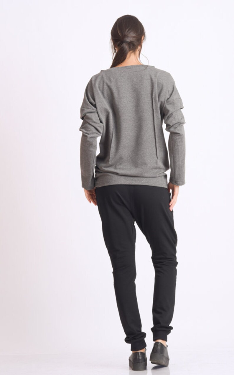 Grey Loose Tunic/extravagant Tunic Top/long Sleeve Grey Blouse/oversize ...