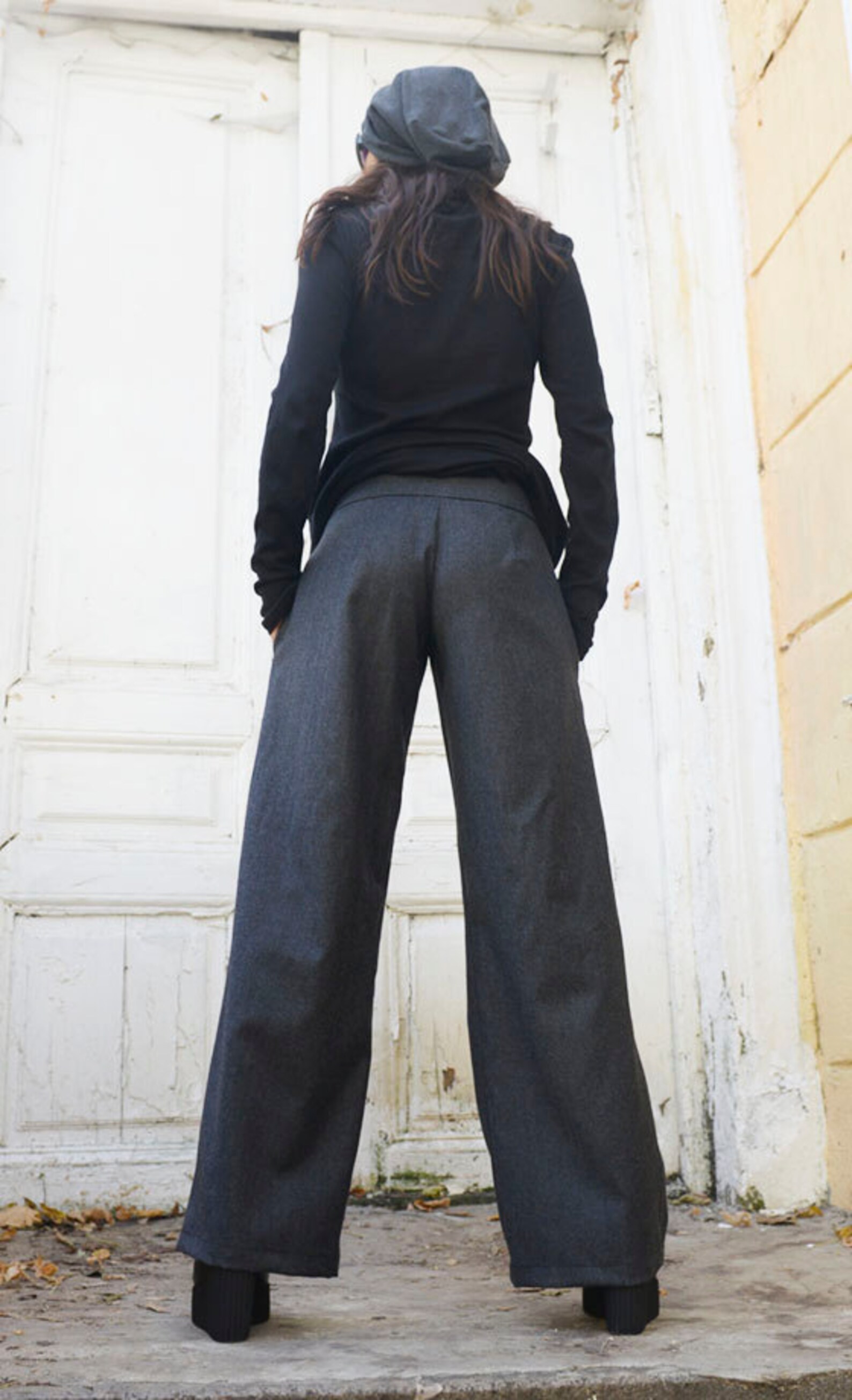 Wide Leg Grey Pants/long Maxi Pants/office Long - Etsy
