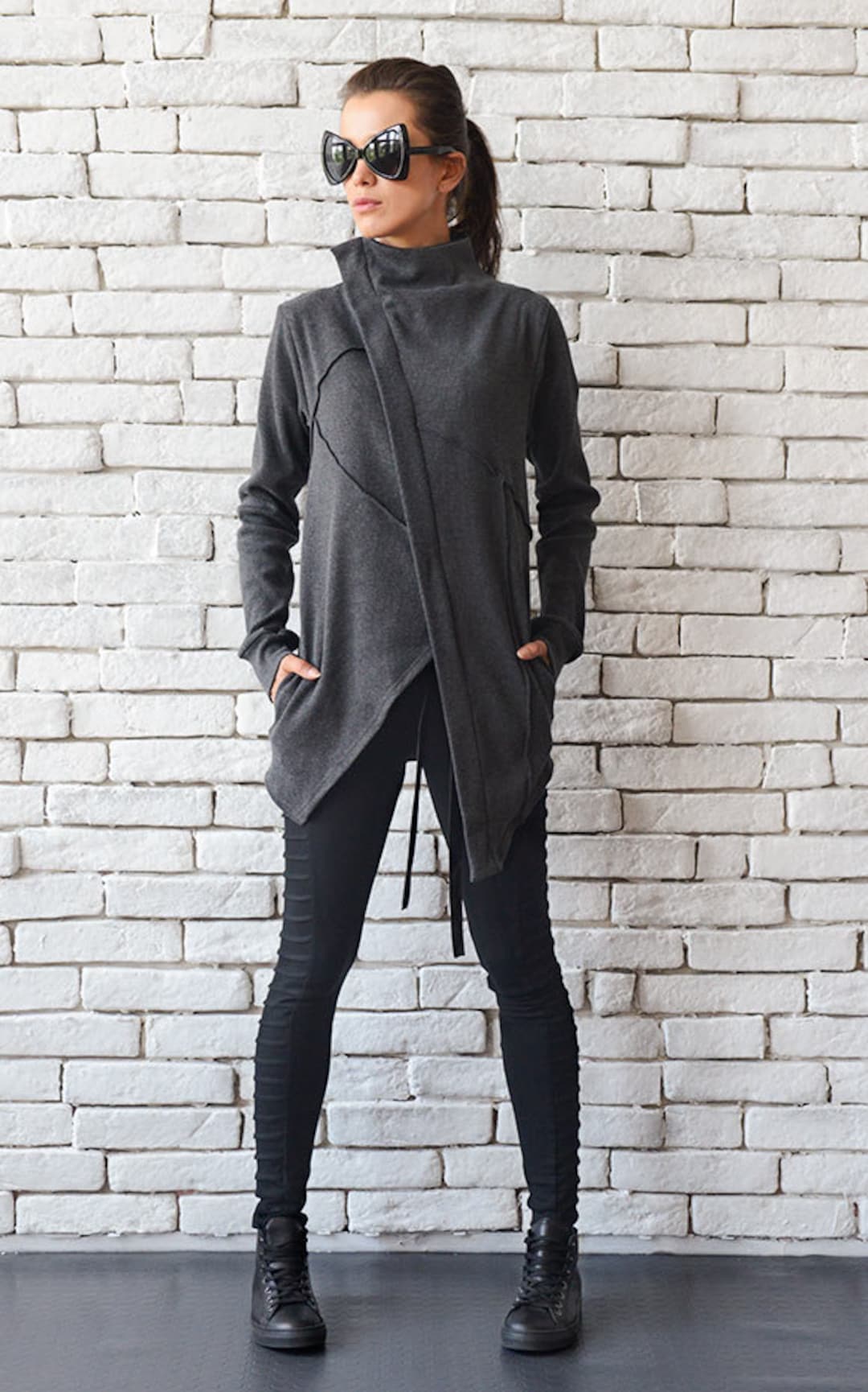 Oversize Grey Jacket/asymmetric Loose Blazer/short Grey Coat/long ...