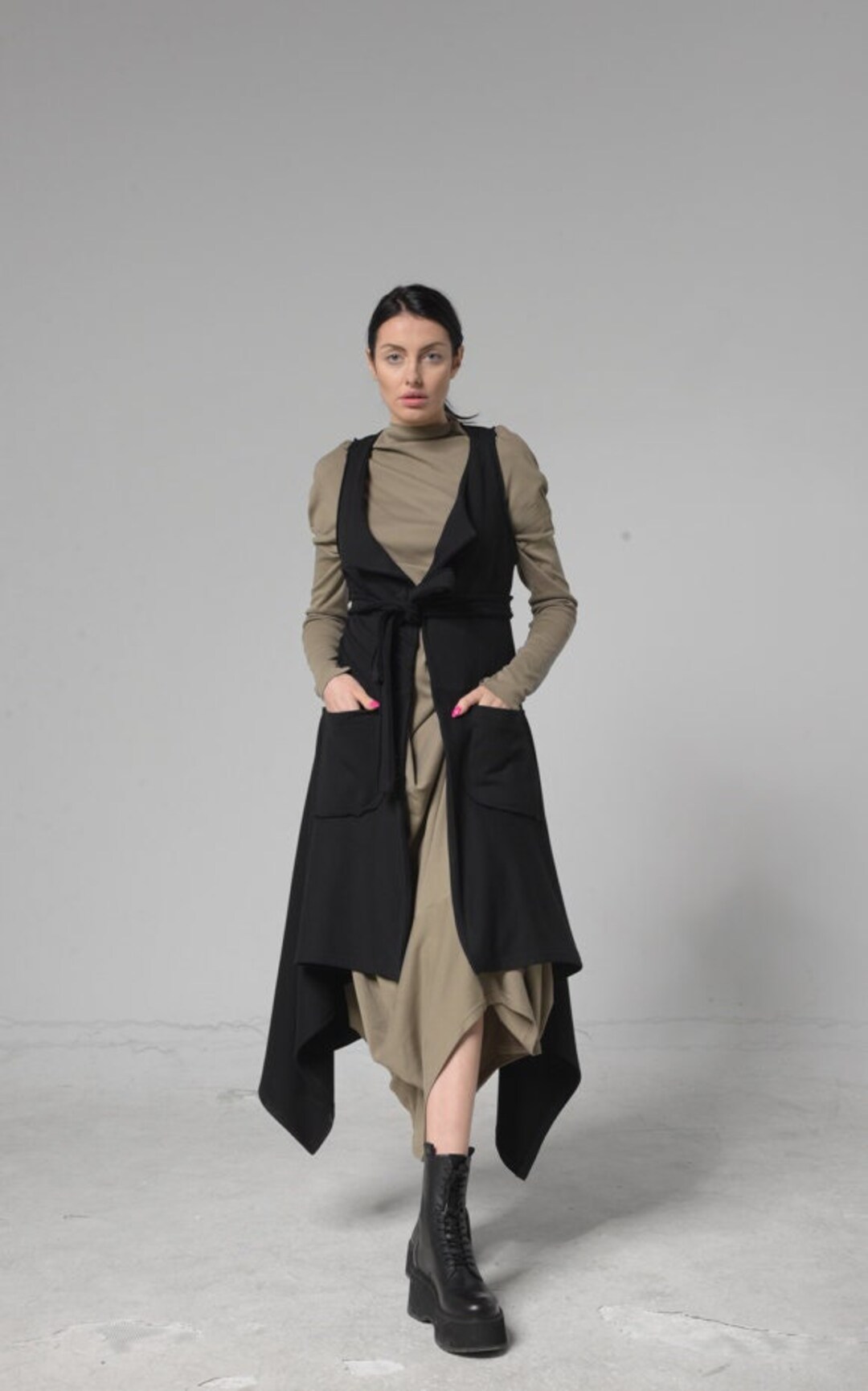 Black Oversize Vest / Plus Size Clothing / Sleeveless Cardigan ...