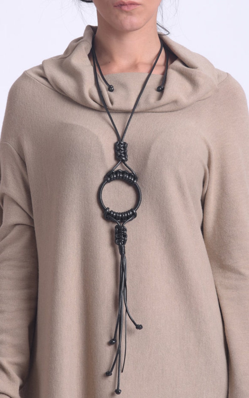 Braided Rope Necklace/black Neck Jewelry/extravagant Circle - Etsy