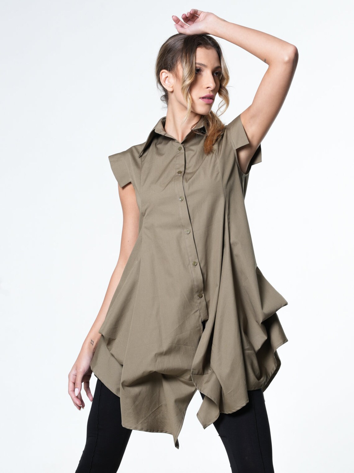 Asymmetrical Tunic / Formal Shirt / Asymmetrical Shirt / Womens Button ...