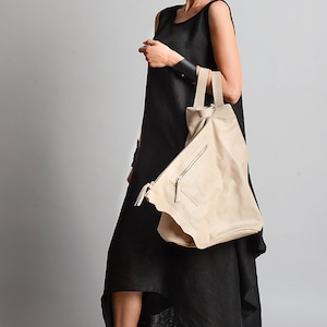 Beige Extravagant Backpack/genuine Leather Bag/everyday Beige Rucksack ...