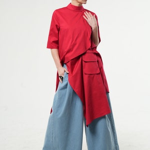 Asymmetrical Shirt / Oversized Tunic / Short Sleeve Tunic / Avant Garde ...
