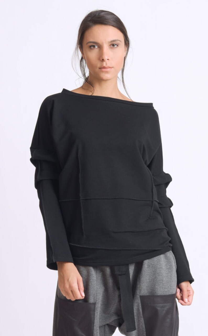 Black Tunic Top/loose Maxi Tunic/plus Size Clothing/black Casual Shirt ...