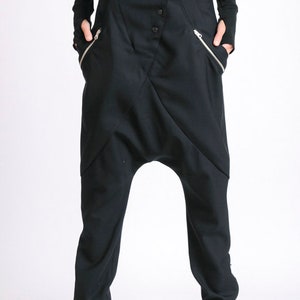 Drop Crotch Maxi Pants/extravagant Loose Trousers/long Black Pants ...