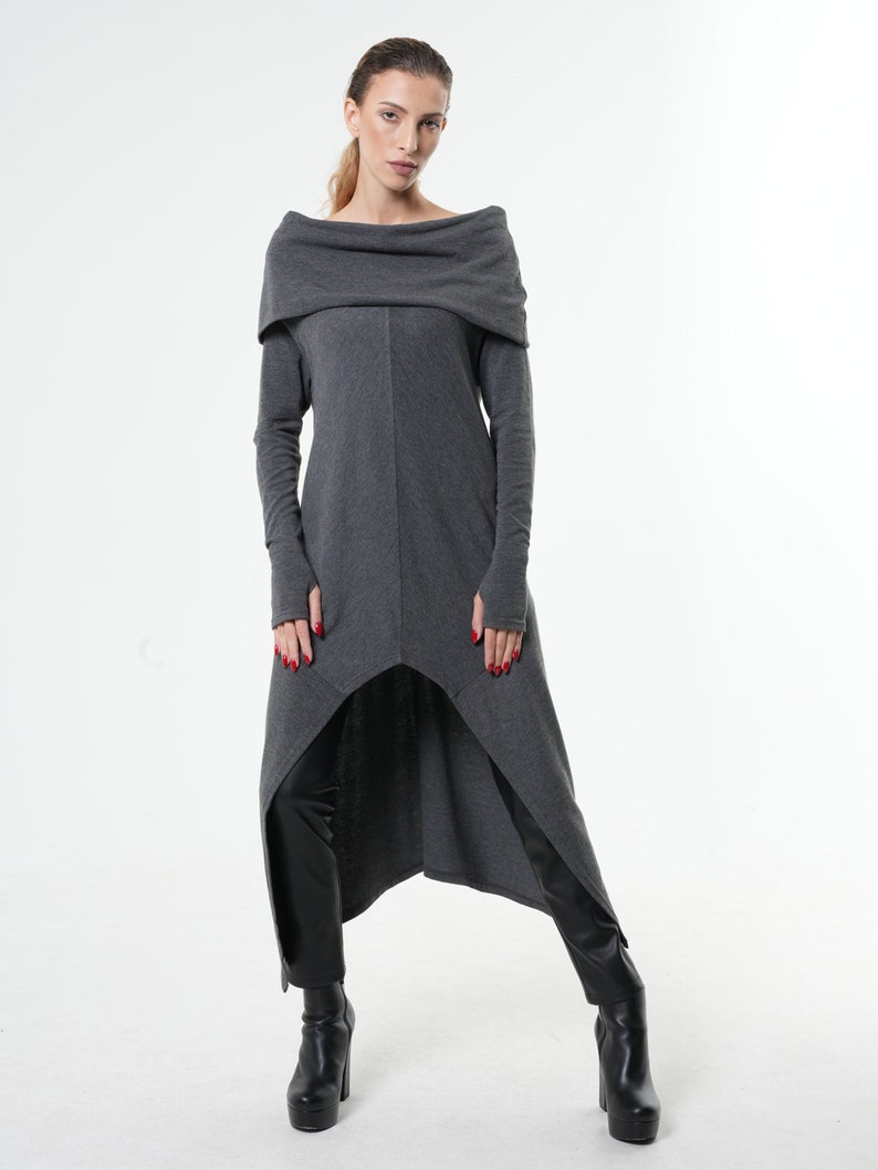 Dark Grey Loose Tunic/extravagant Casual Top/comfortable Tunic Dress ...