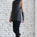 Dark Grey Hooded Top/extravagant Summer Vest/casual Tunic With Hood ...