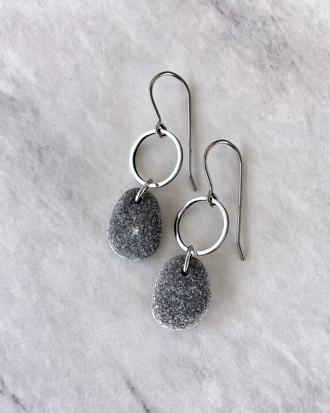 Stone Earrings - Silver Stone Earrings - Stainless Steel Earrings ...