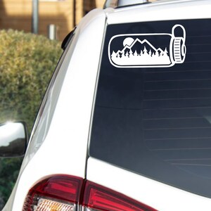 Pines and Mountains Car Decal - Waterbottle Mountain Scene Sticker ...