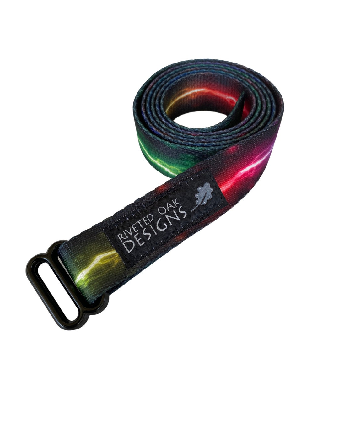 Rainbow Lightning Webbing Double Slider Belt - 1" Rainbow Hiking Belt ...