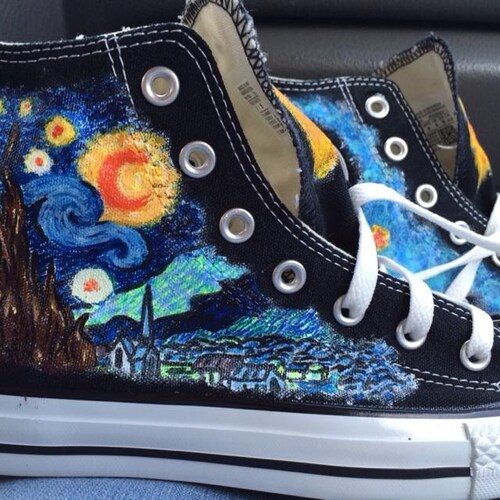 Starry Night Custom Hand-painted Converse High-tops // Chuck - Etsy