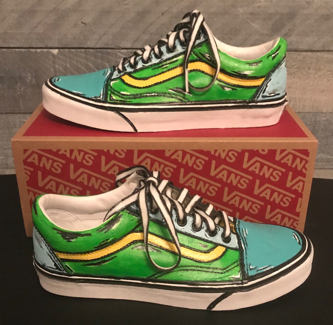 Cartoon Style Custom Hand-painted Vans Sneakers - Etsy