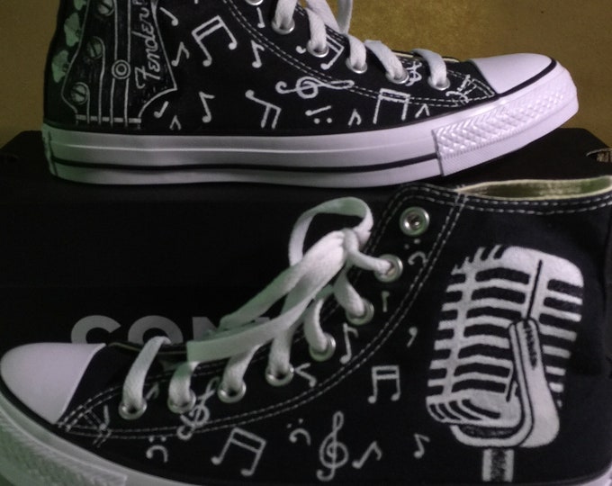 Musical Rock & Roll Fender Bass and Microphone Converse Chuck Taylors ...