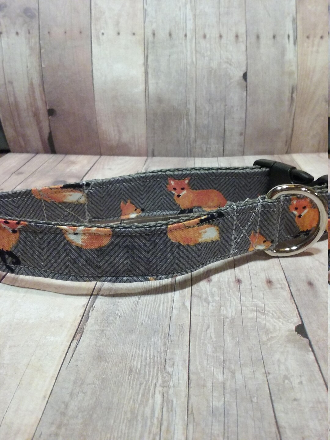 Fox Dog Collar, Adjustable Dog Collar, Gray and Orange Fox Collar, 1 ...