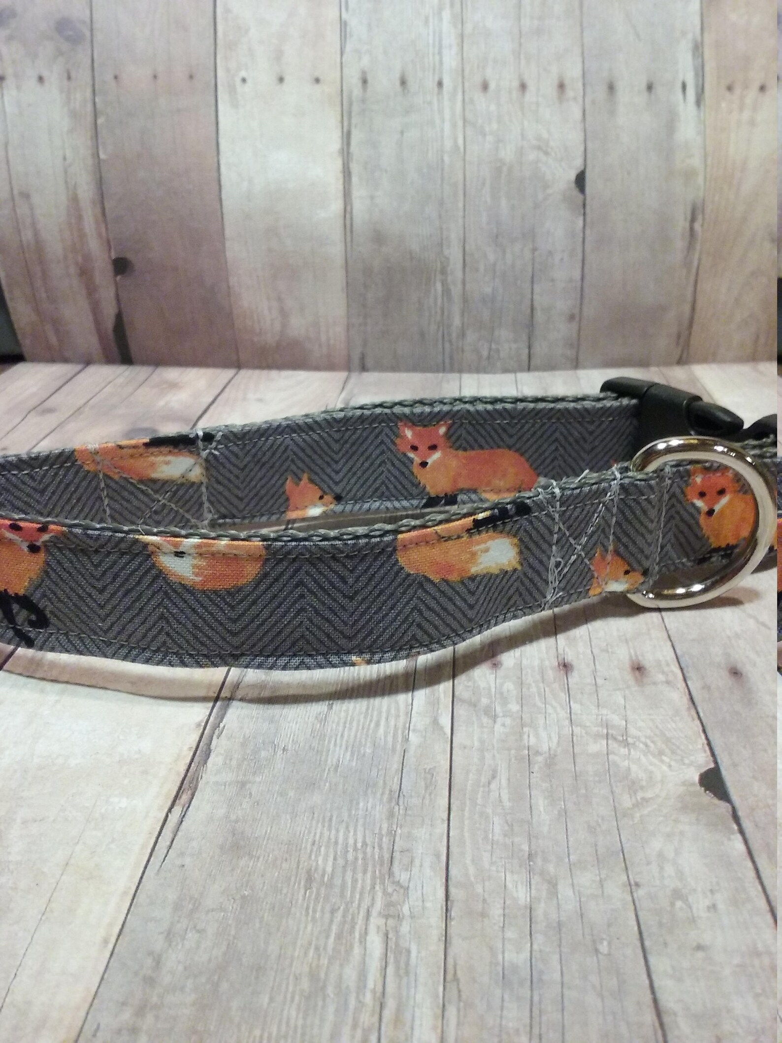 Fox Dog Collar Adjustable Dog Collar Gray and Orange Fox - Etsy