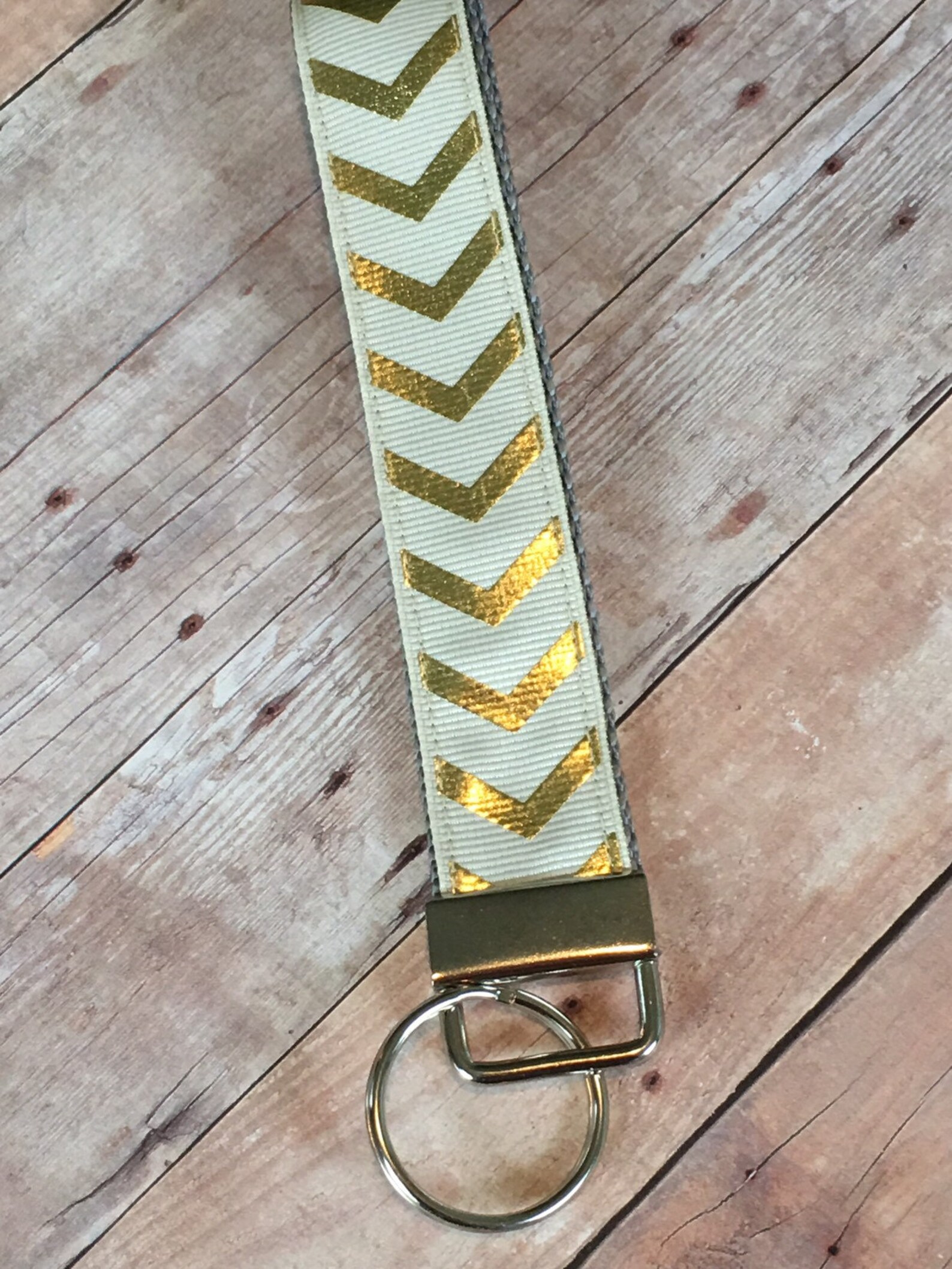 Gold Chevron Keychain Key Holder Wristlet Gold Chevron | Etsy