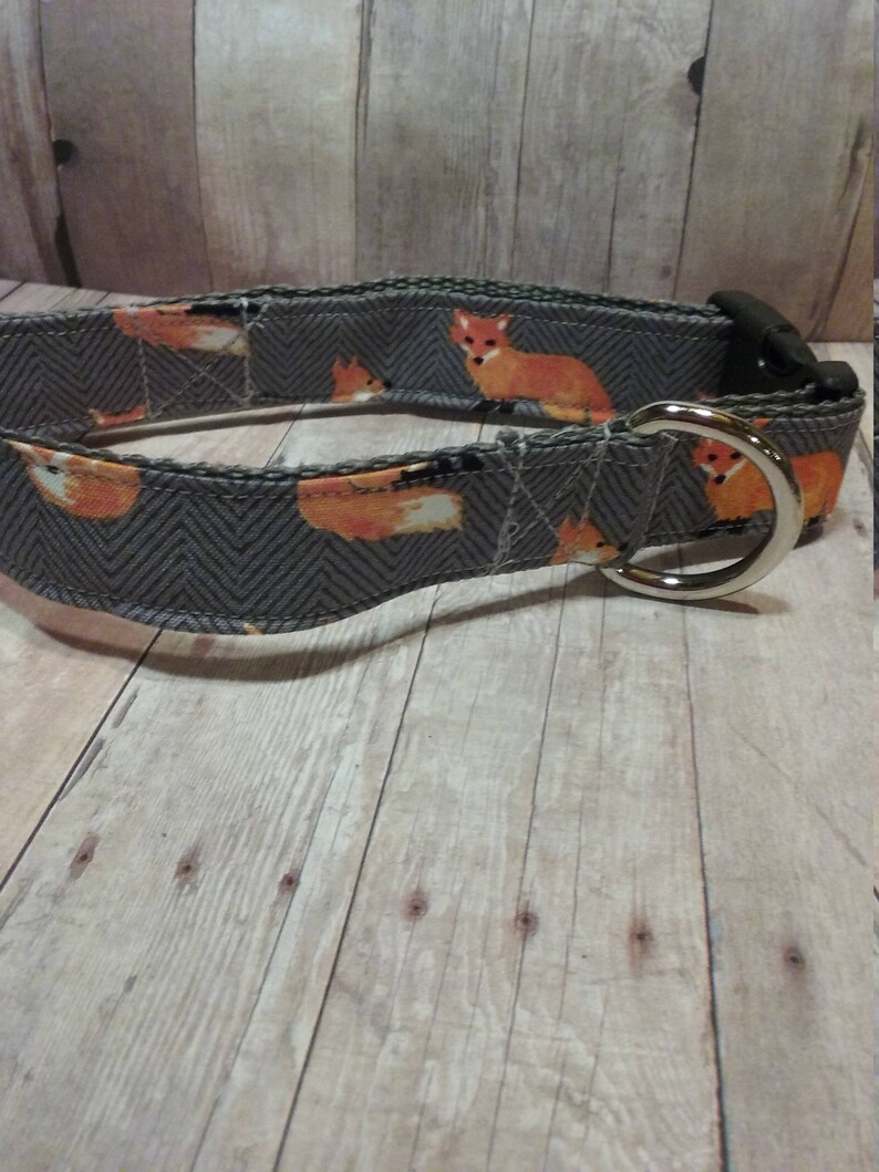 Fox Dog Collar Adjustable Dog Collar Gray and Orange Fox - Etsy