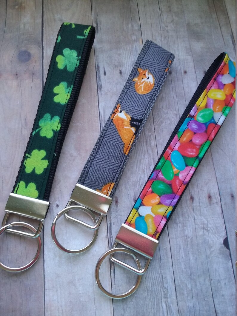 Key fob Keychain Key holder Wristlet Green with | Etsy