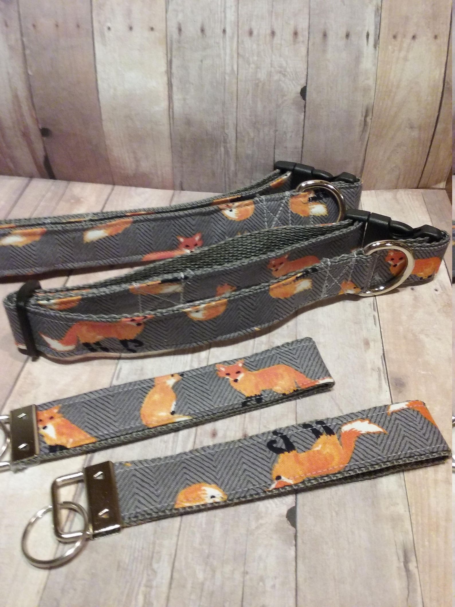 Fox Dog Collar Adjustable Dog Collar Gray and Orange Fox - Etsy
