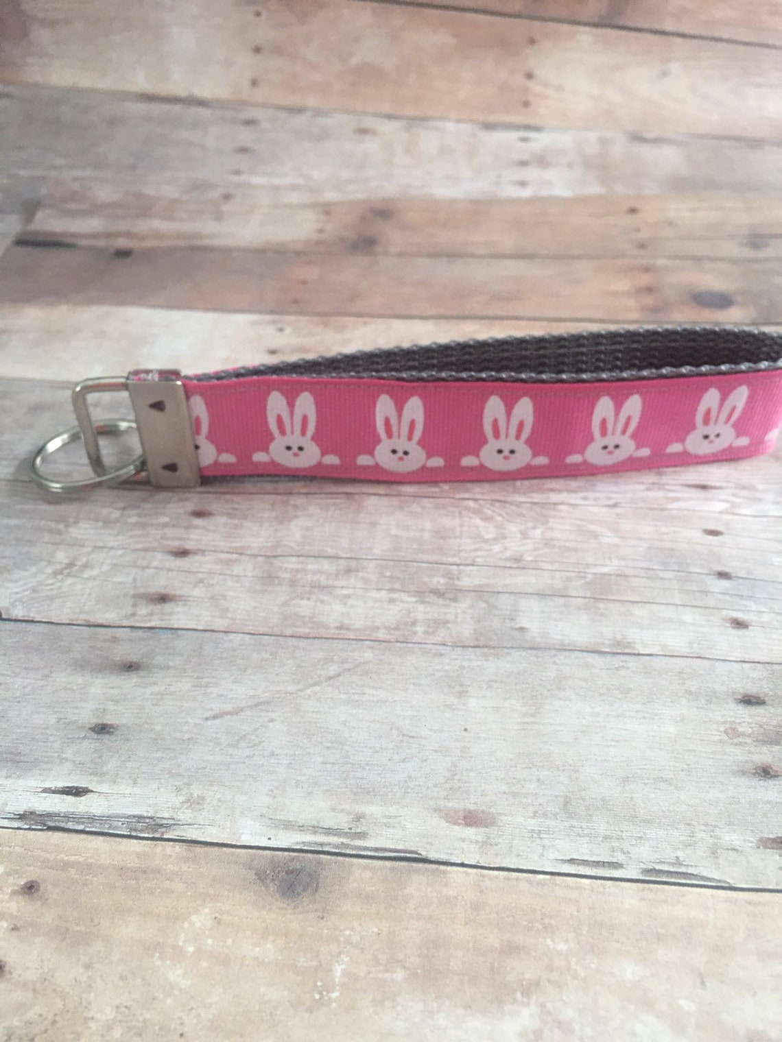 Bunny Key Fob, Pink Key Chain, Easter Wristlet, Wrist Key Holder, Key ...