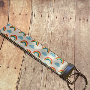 Rainbow Key Fob Plaid Keychain Key Holder Wristlet Rainbow - Etsy