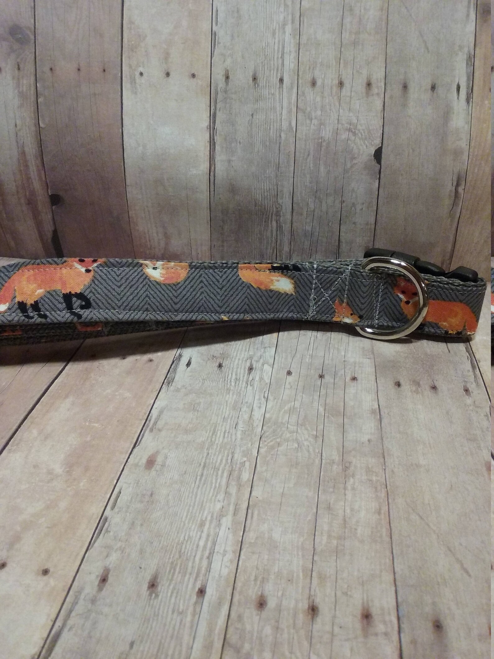 Fox Dog Collar Adjustable Dog Collar Gray and Orange Fox - Etsy