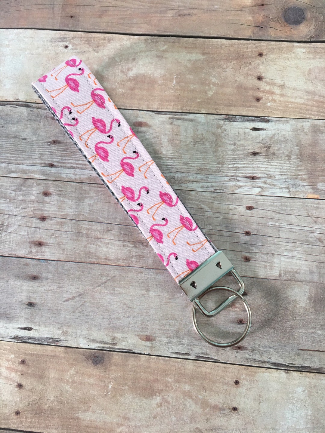 Flamingo Key Fob, Pink Flamingo Keychain, Key Holder, Flamingo Wristlet ...