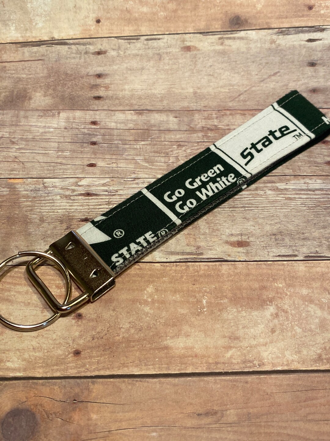 College Key Fob, Plaid Keychain, Key Holder, Wristlet, Michigan State ...