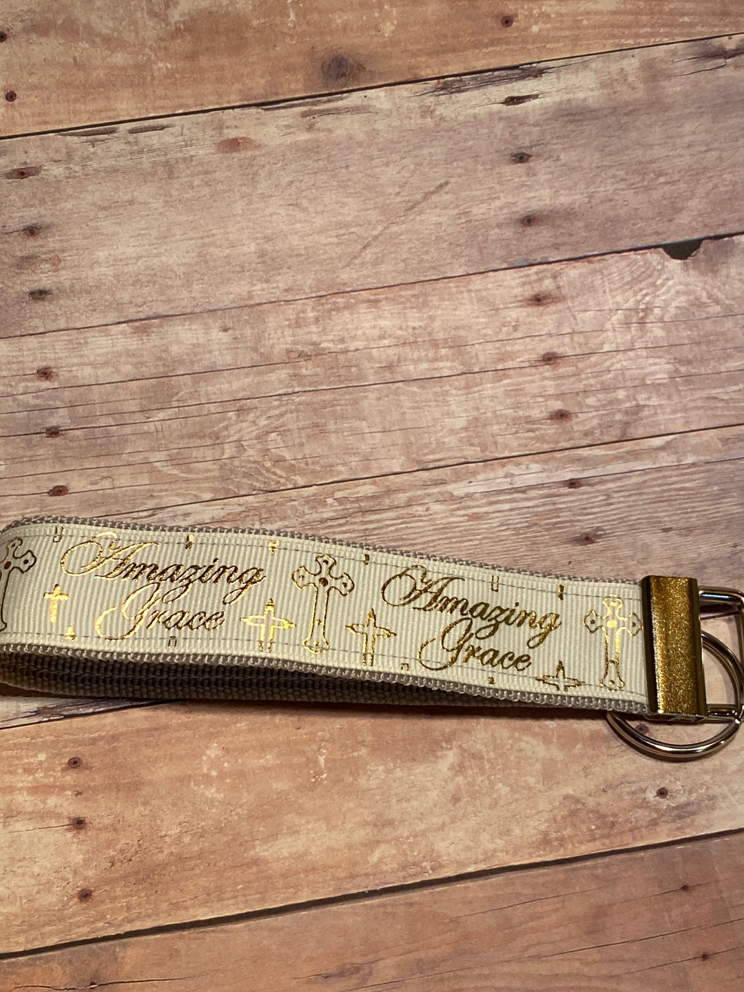 Amazing Grace Key Fob, Gold Keychain, Key Holder, Wristlet, Key Lanyard ...