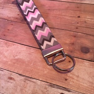 Pink Chevron Keychain, Key Holder, Wristlet, Key Lanyard, Wrist Key ...