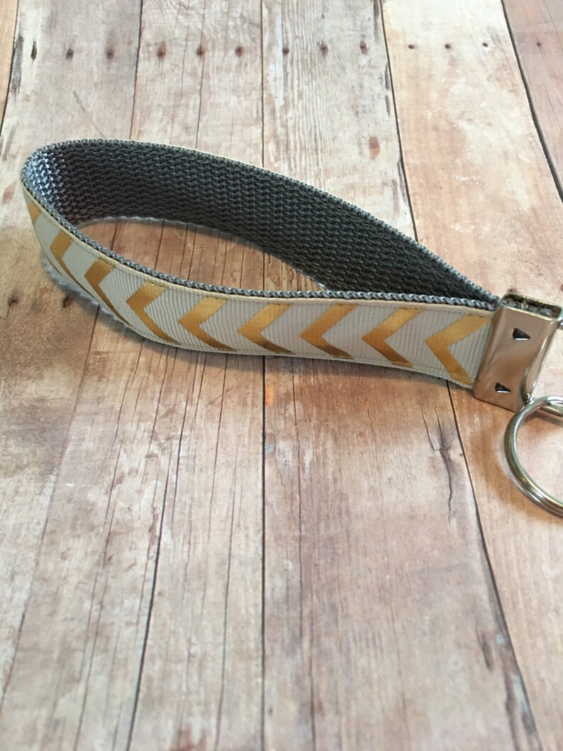 Gold Chevron Keychain Key Holder Wristlet Gold Chevron | Etsy