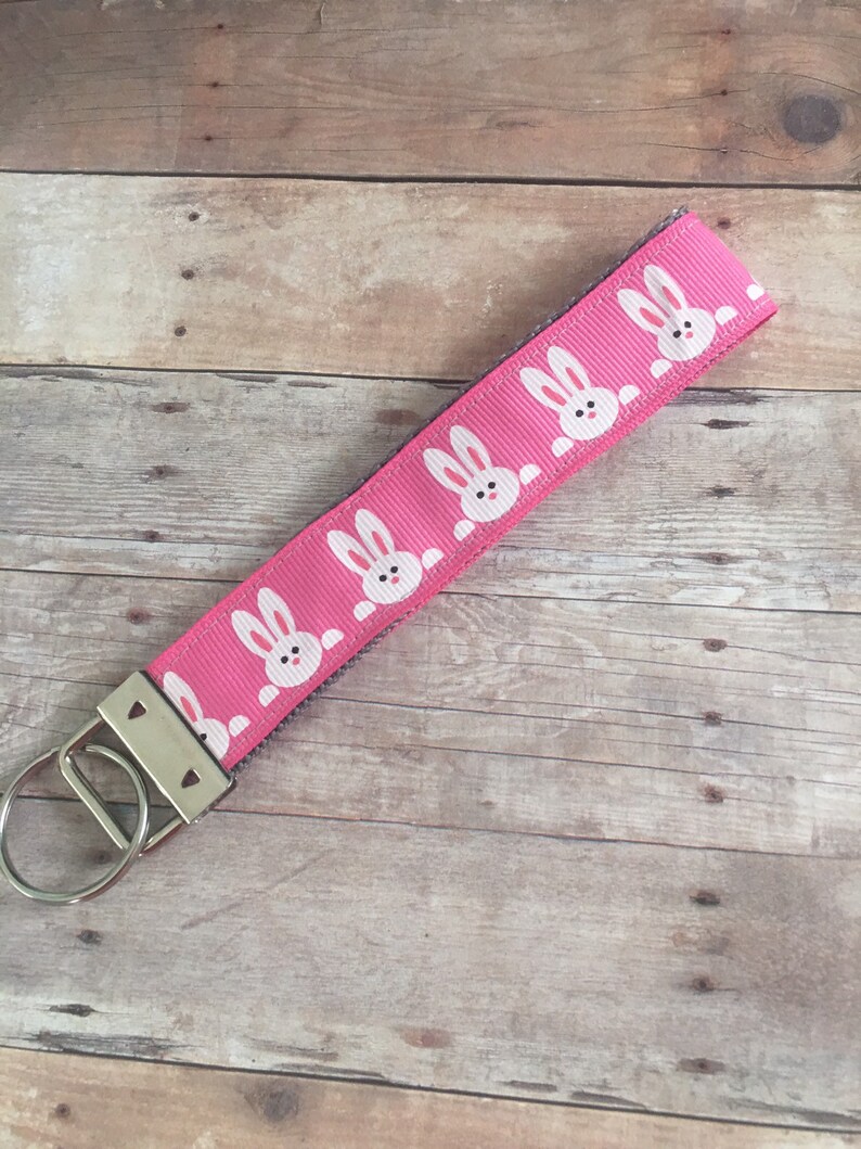 Bunny Key Fob Pink Key Chain Easter Wristlet Wrist Key - Etsy