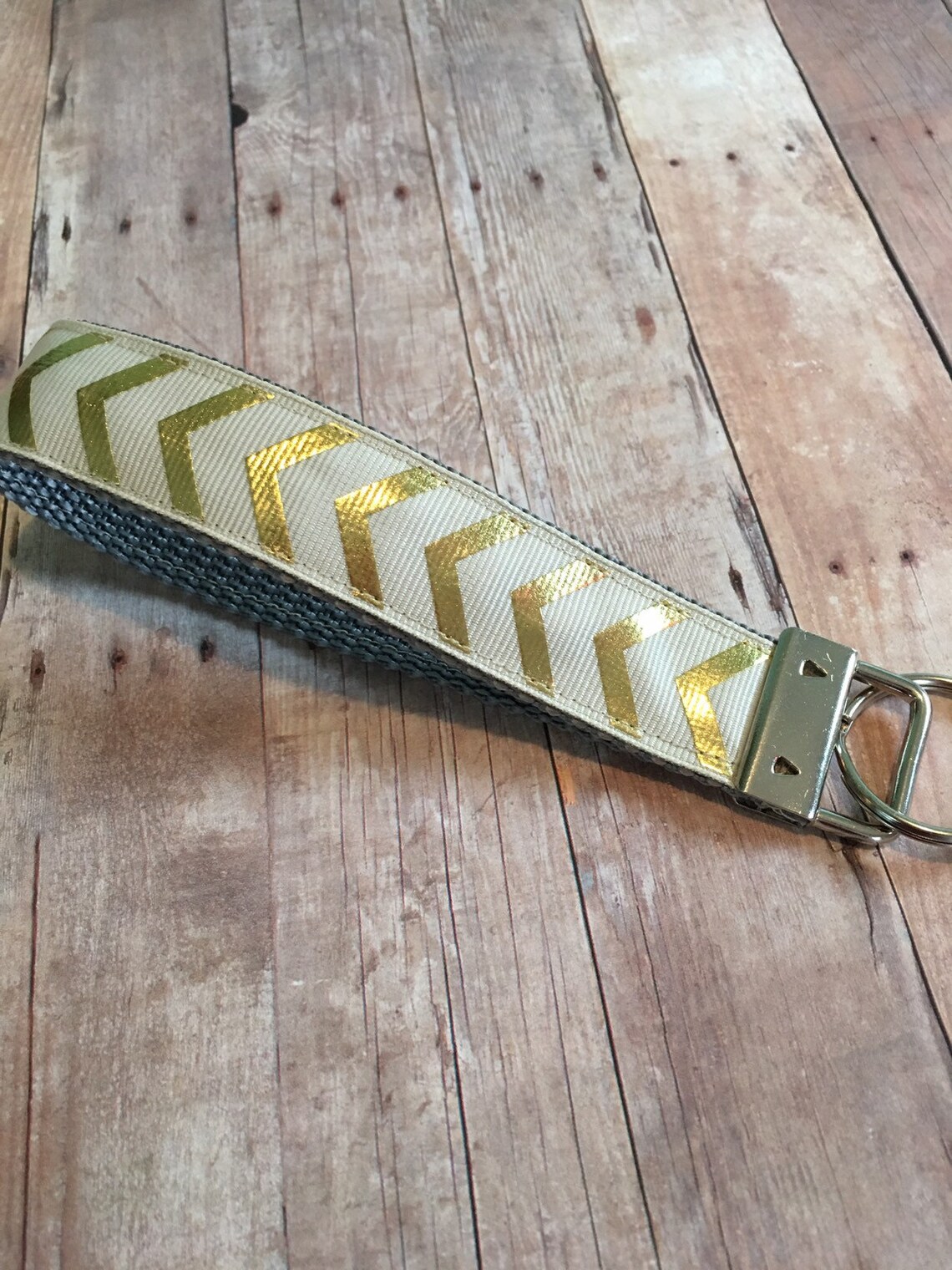 Gold Chevron Keychain Key Holder Wristlet Gold Chevron | Etsy
