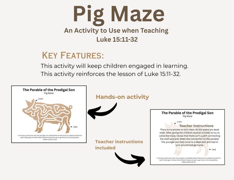 Pig Maze: an Activity to Use When Teaching the Parable of the Prodigal ...